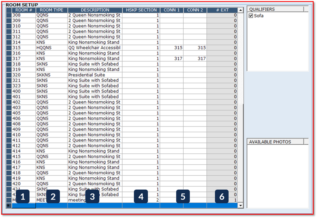 Setup Room Numbers (Desktop)