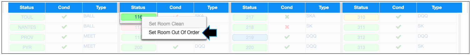 Set a Room Out-of-Order and Back in Order from Room Rack (Cloud)