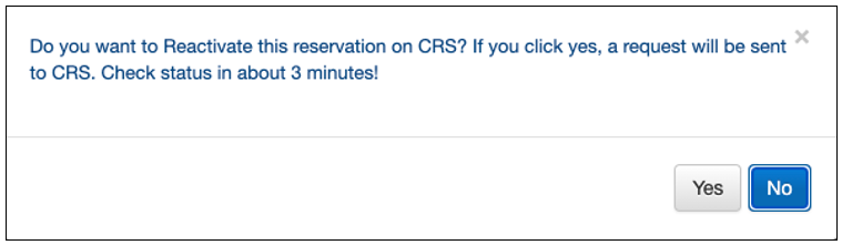 Reactivate an Individual Reservation (Cloud)