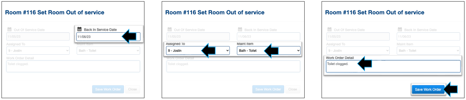 Set a Room Out-of-Order and Back in Order from Room Rack (Cloud)